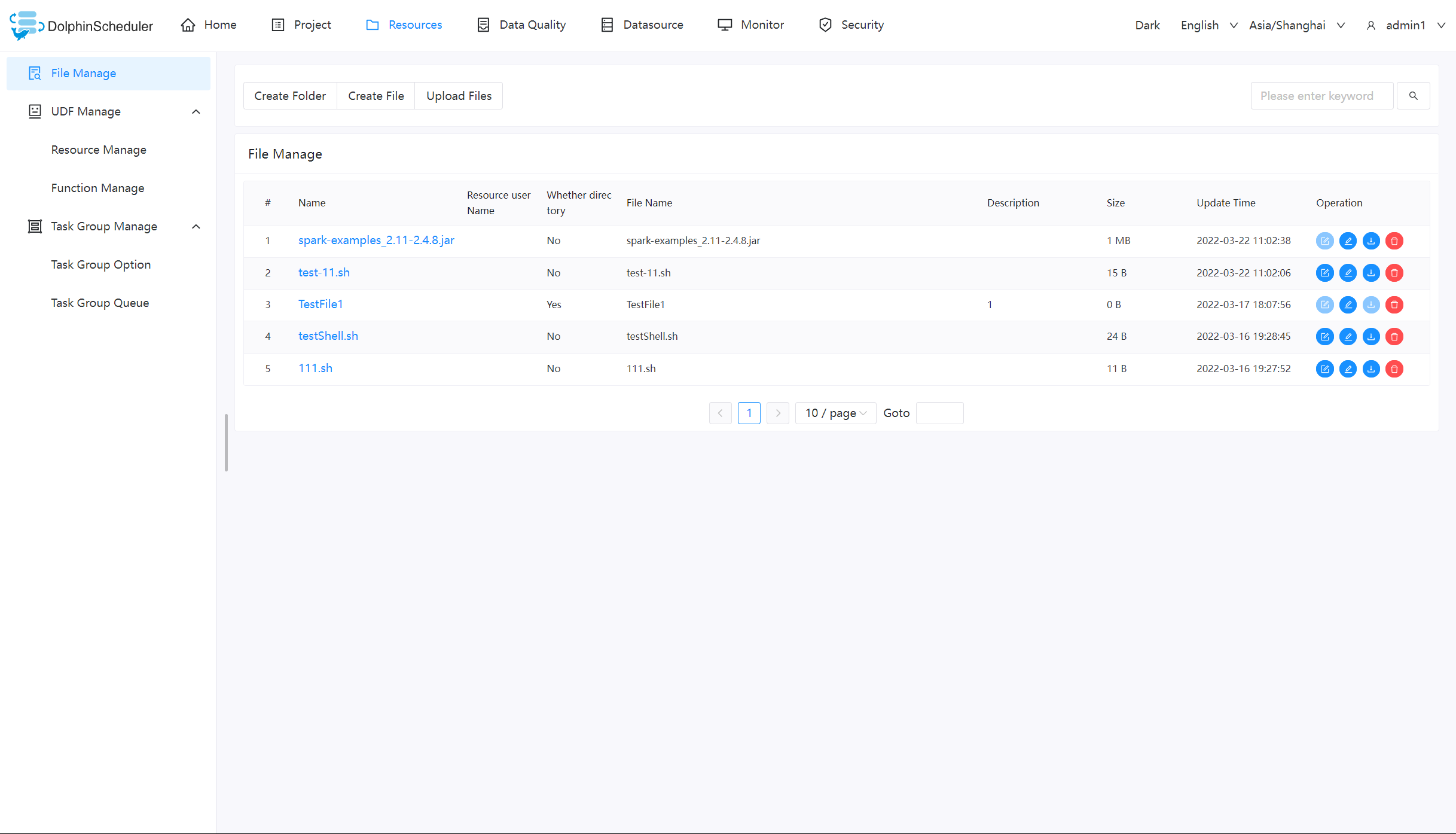 资源中心 - 文件管理 - 《Apache DolphinScheduler 中文版 3.2.1》 - Devlive 开源社区(devlive.org)