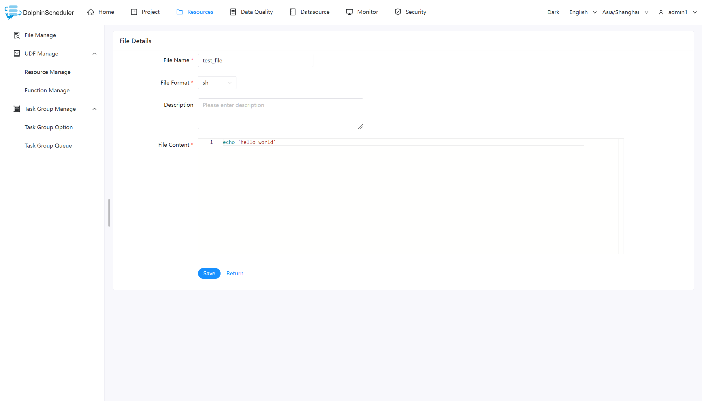 资源中心 - 文件管理 - 《Apache DolphinScheduler 中文版 3.2.1》 - Devlive 开源社区(devlive.org)