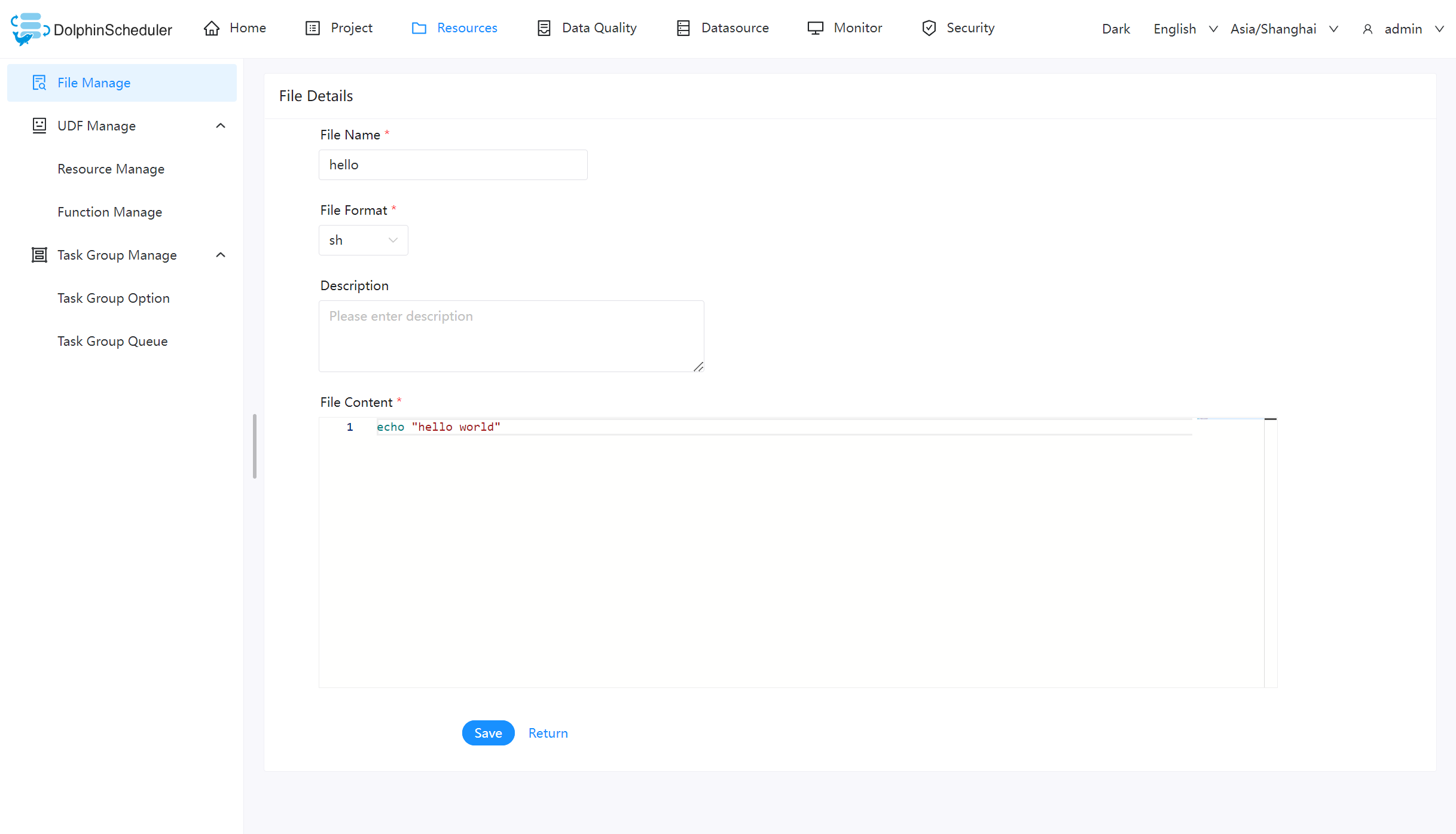 资源中心 - 文件管理 - 《Apache DolphinScheduler 中文版 3.2.1》 - Devlive 开源社区(devlive.org)