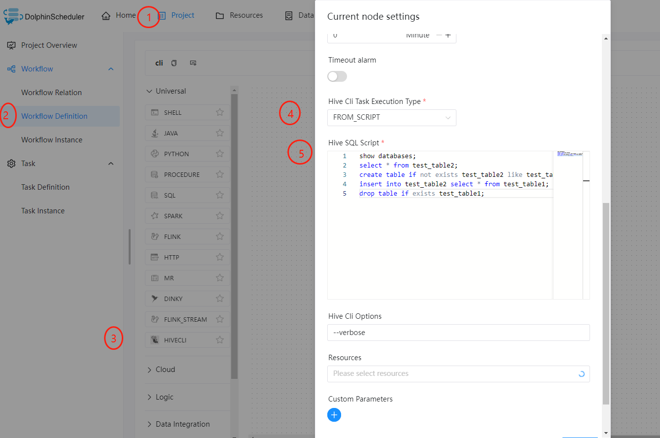 任务类型 - Hive CLI - 《Apache DolphinScheduler 中文版 3.2.1》 - Devlive 开源社区(devlive.org)