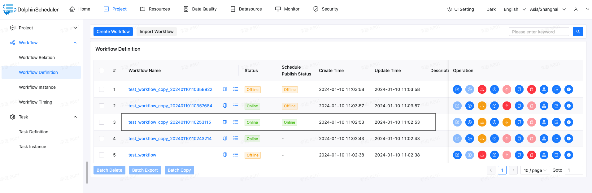 项目管理 - 工作流定义 - 《Apache DolphinScheduler 中文版 3.2.1》 - Devlive 开源社区(devlive.org)