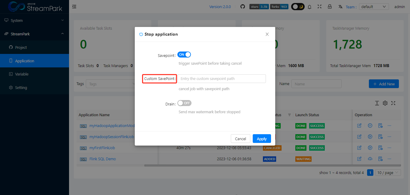用户指南 - 快速上手 - 《Apache StreamPark 中文版 2.1.4-incubating》 - Devlive 开源社区 ...