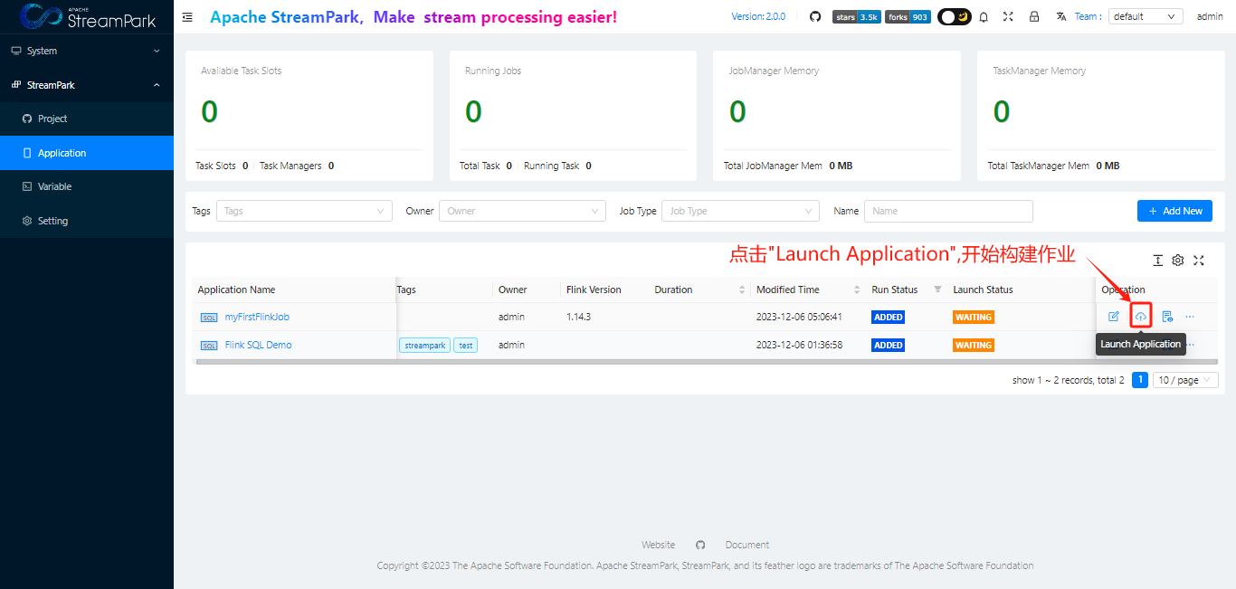 用户指南 - 快速上手 - 《Apache StreamPark 中文版 2.1.4-incubating》 - Devlive 开源社区 ...