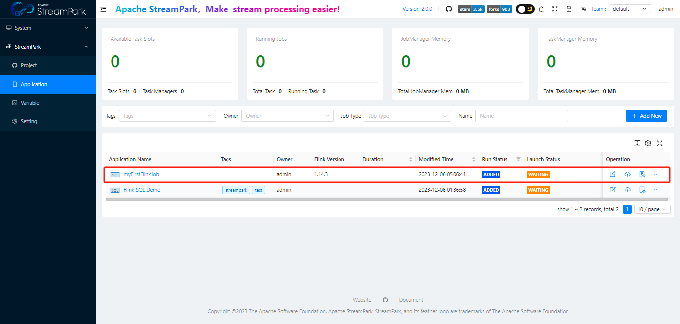 用户指南 - 快速上手 - 《Apache StreamPark 中文版 2.1.4-incubating》 - Devlive 开源社区(devlive.org)
